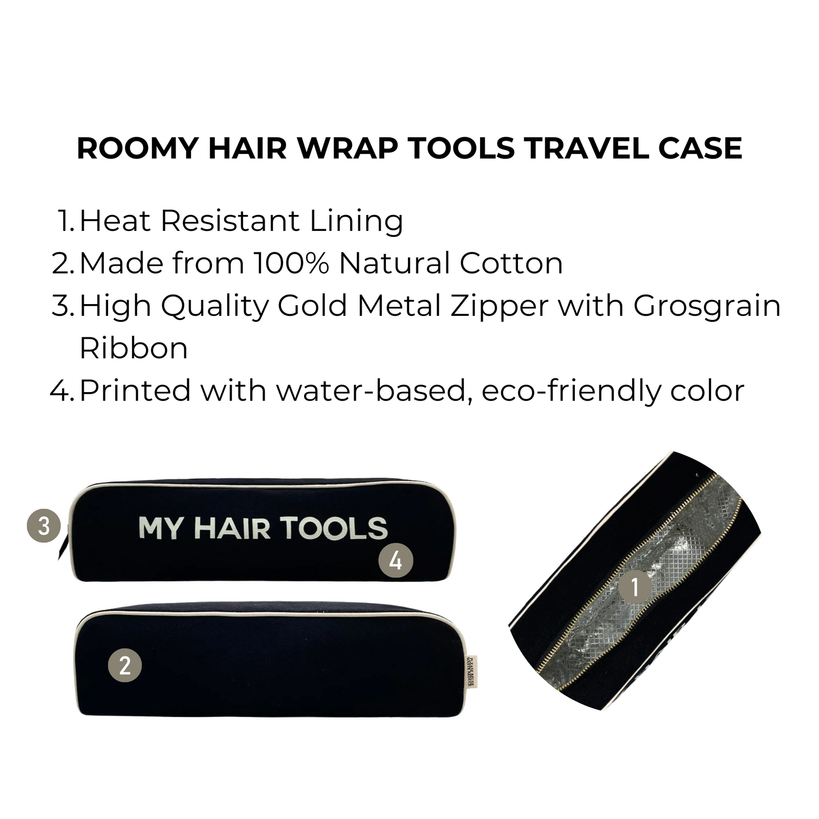 Roomy Hair Wrap Tools Travel case, Fits Dyson Airwrap, Black | Bag-all