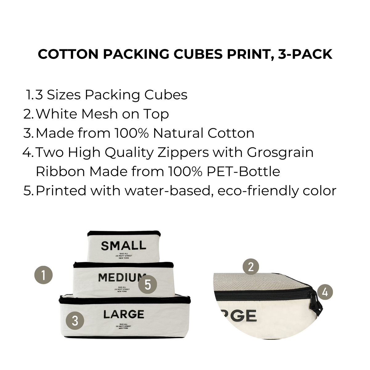 Packing Cubes Natural, Print, 3-pack | Bag-all