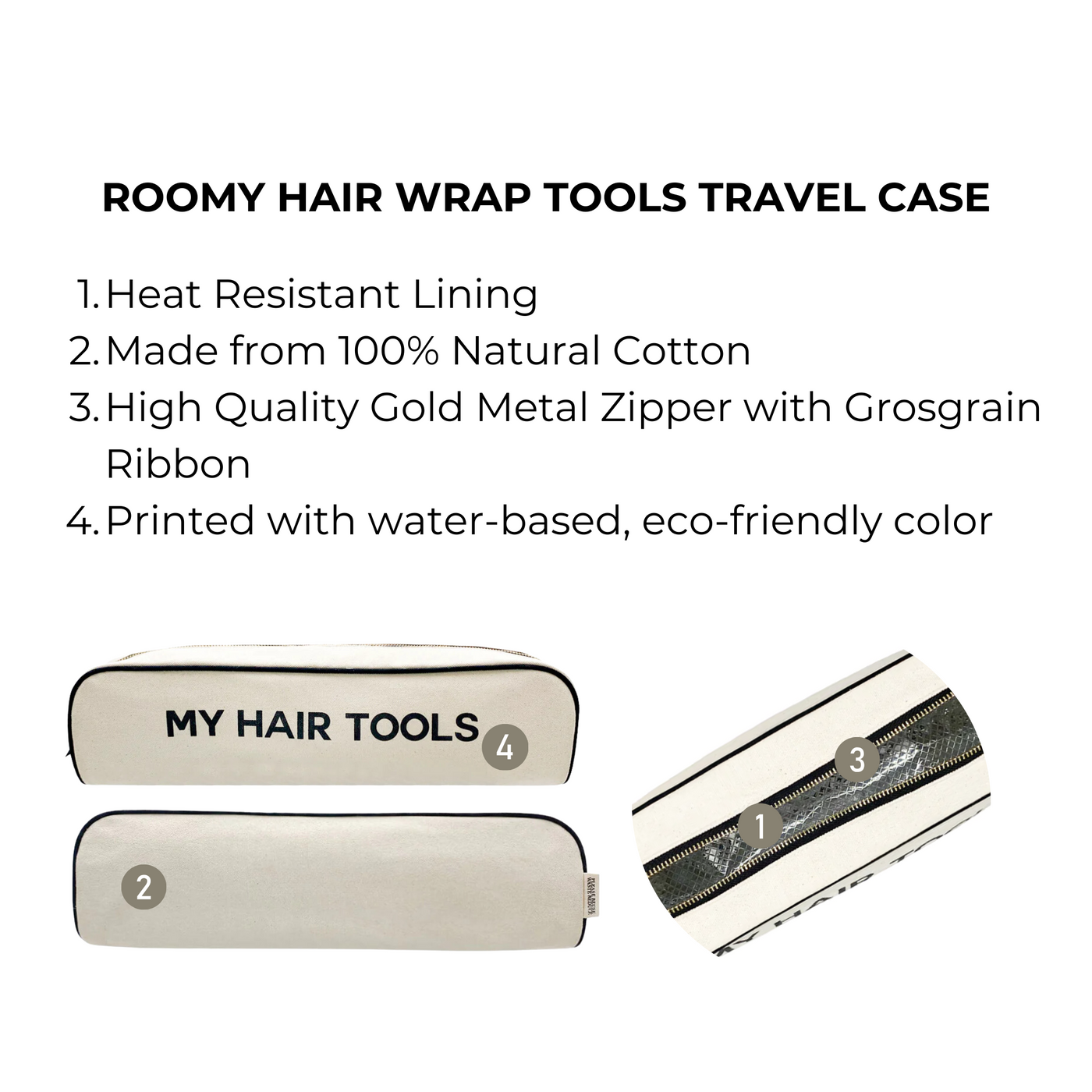 Stylish Cream Roomy Hair Wrap Tools Travel Case | Bag-all