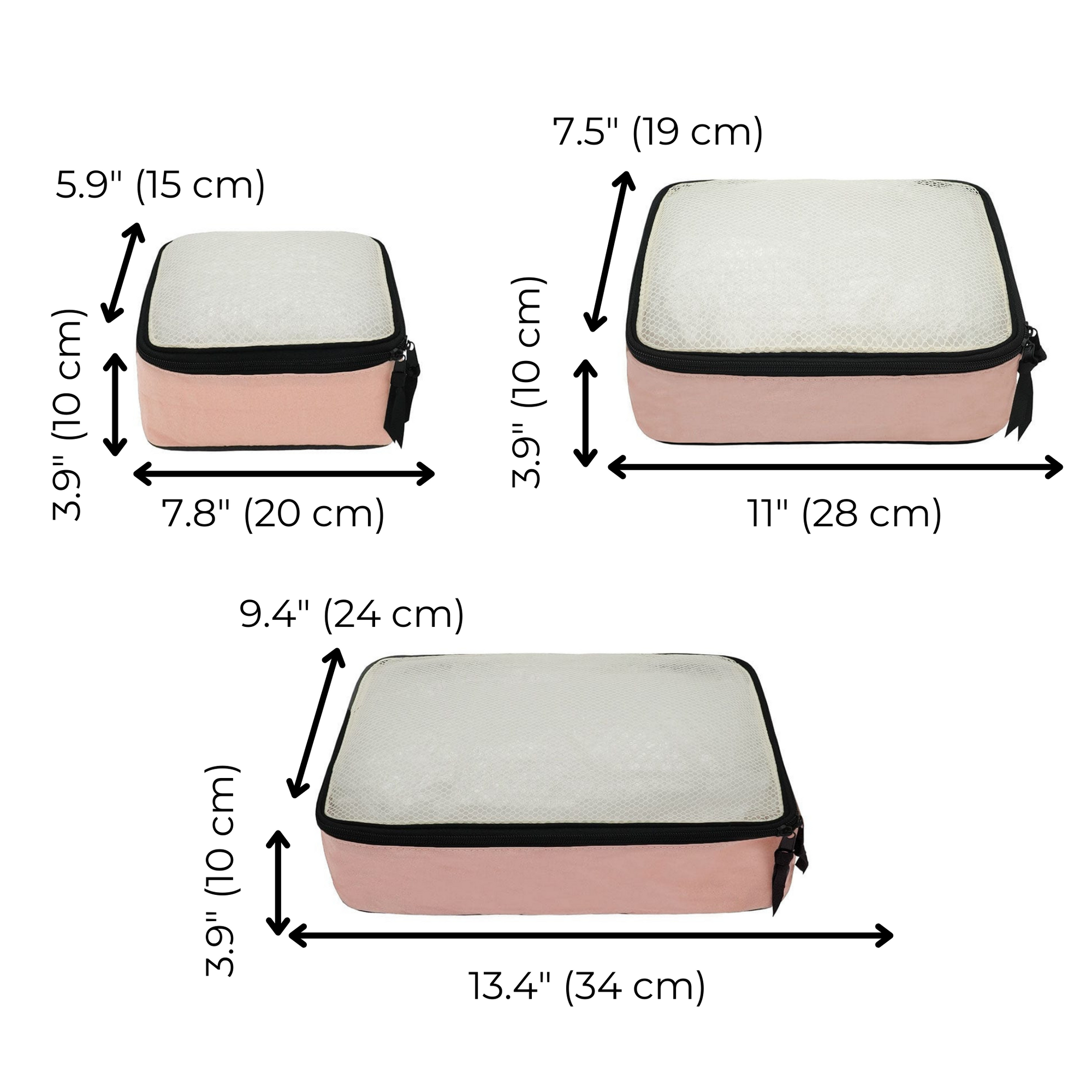 Cotton Packing Set Cubes Pink 3-pack | Bag-all