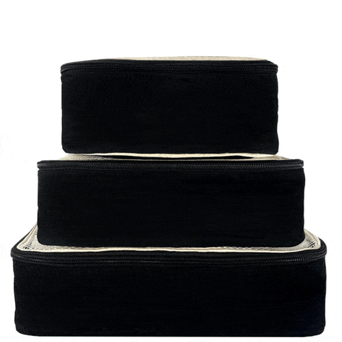 Cotton Personalized Packing Cubes Black 3-pack | Bag-all